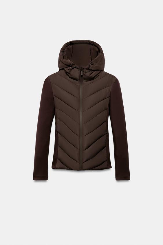JAQUETA ACOLCHOADA COMBINADA - Marrom | ZARA Brasil