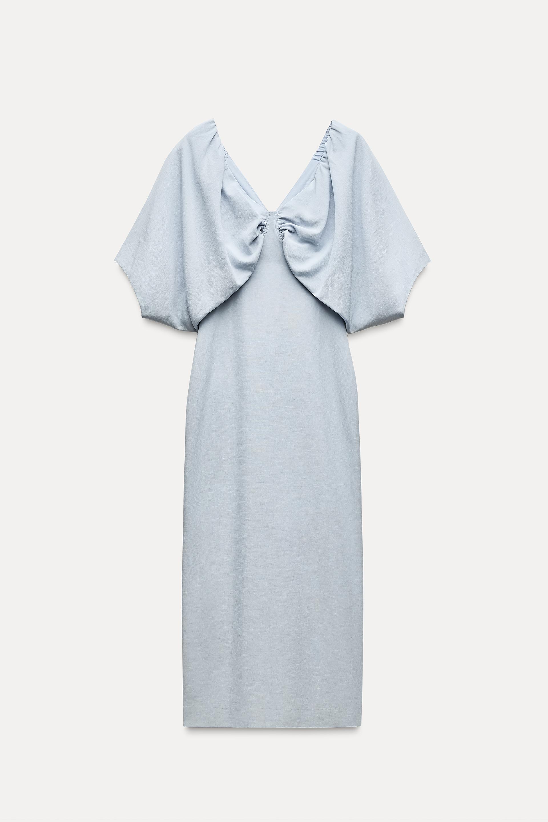 MIDI-JURK MET WIJDE MOUWEN - Lichtblauw | ZARA Nederland / Netherlands