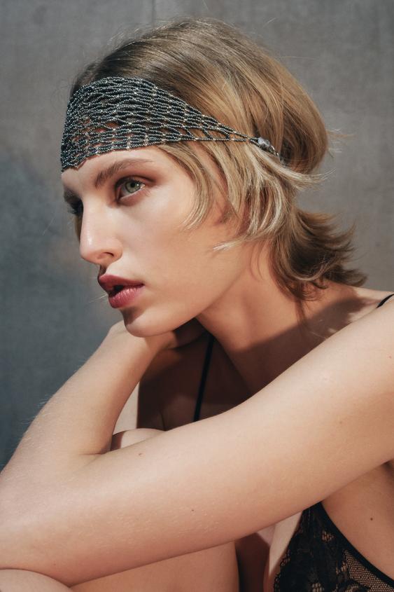 BEADED HEADBAND - Matte silver | ZARA New Zealand