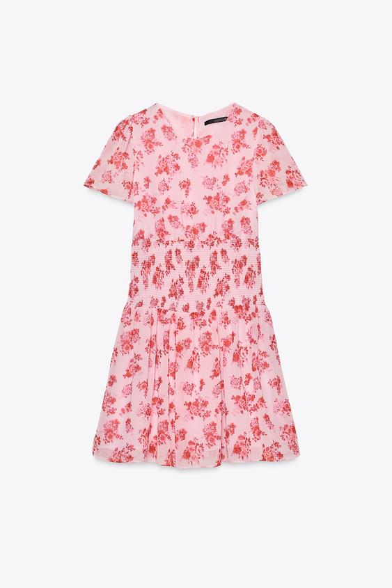 КЪСА РОКЛЯ С ЩАМПА НА ЦВЕТЯ - Розови | ZARA България / Bulgaria