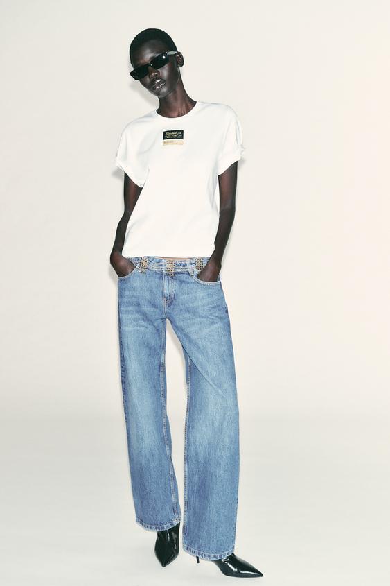 SHORT SLEEVE T-SHIRT WITH LABEL - White | ZARA United Kingdom