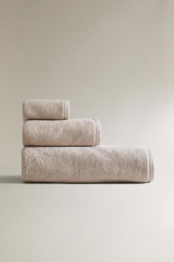 RICE STITCH COTTON BATH TOWEL - Beige | ZARA United States