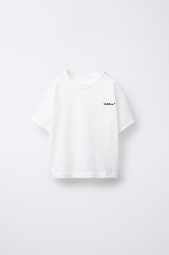 刺繍入りTシャツ - ホワイト | ZARA Japan / 日本