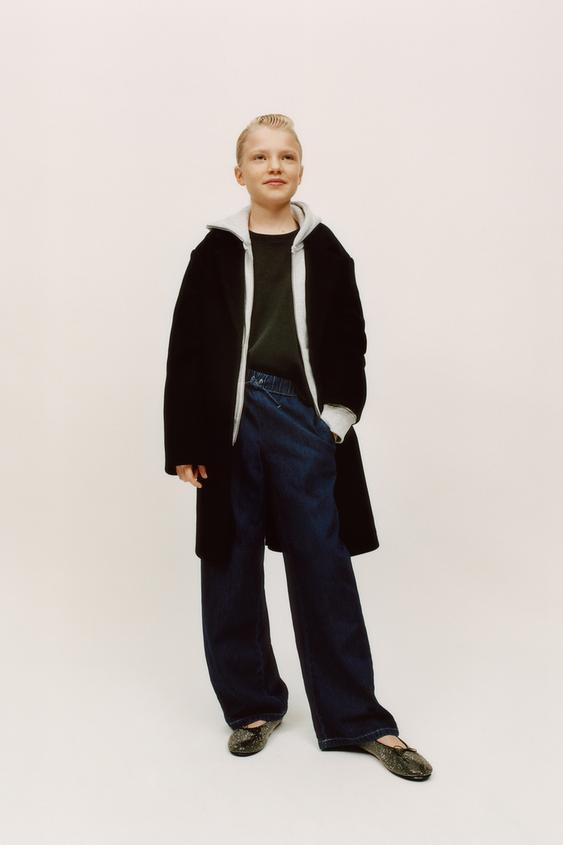 Wool Blend Coat Black Zara United States