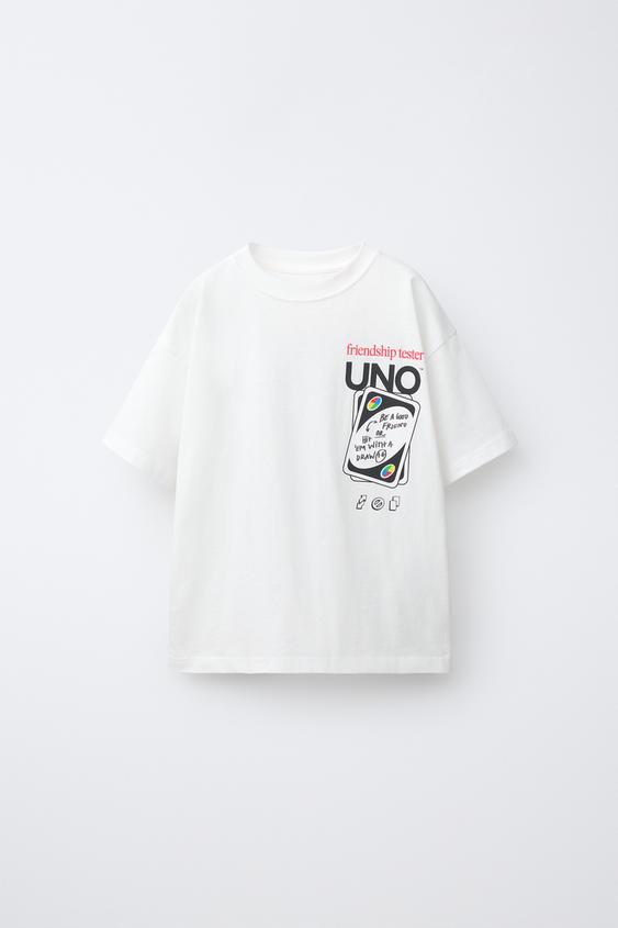 UNO © CARD GAME PRINT T-SHIRT - White | ZARA United States