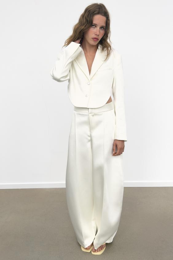 PANTALON SATINÉ BALLON - Blanc cassé | ZARA France