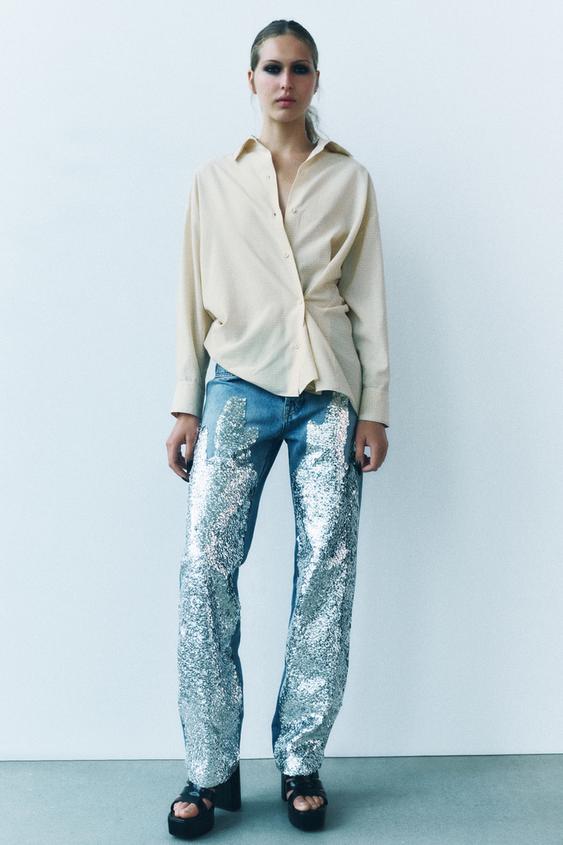 ZW COLLECTION MULTI-WAY CHECK SHIRT - Sand | ZARA Saudi Arabia