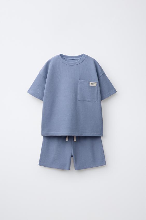 1 1/2-6 AÑOS/ PIJAMA WAFFLE ETIQUETA - Azul | ZARA Mexico