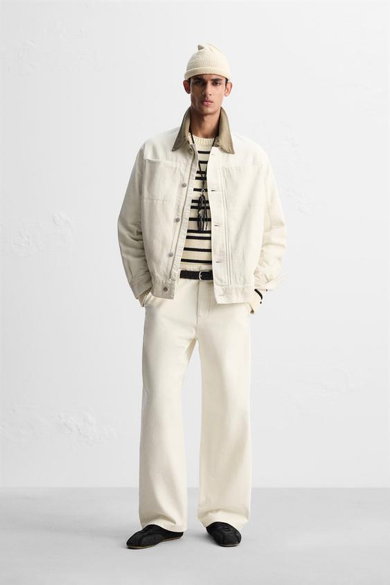 LIMITED EDITION CONTRAST DENIM JACKET - Oyster-white | ZARA New Zealand