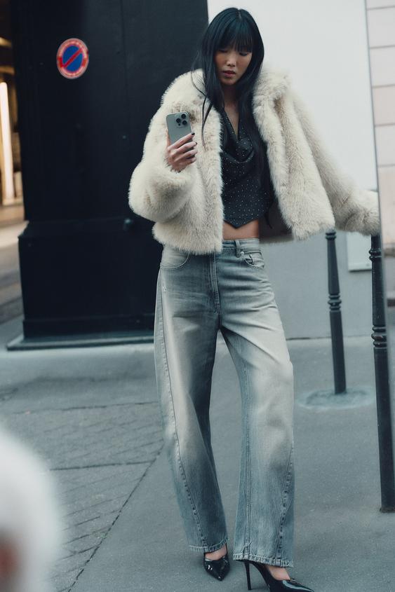 ショートフェイクファーコート - ライトベージュ | ZARA Japan / 日本