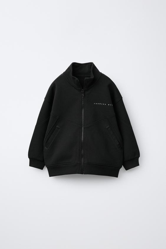 BLUZA INTERLOCK Z SUWAKIEM - Czarny | ZARA Polska / Poland