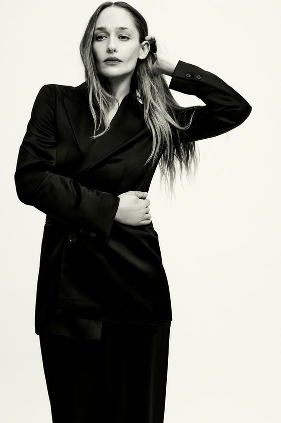 Blazer Satinada Zw Collection Negro Zara Chile