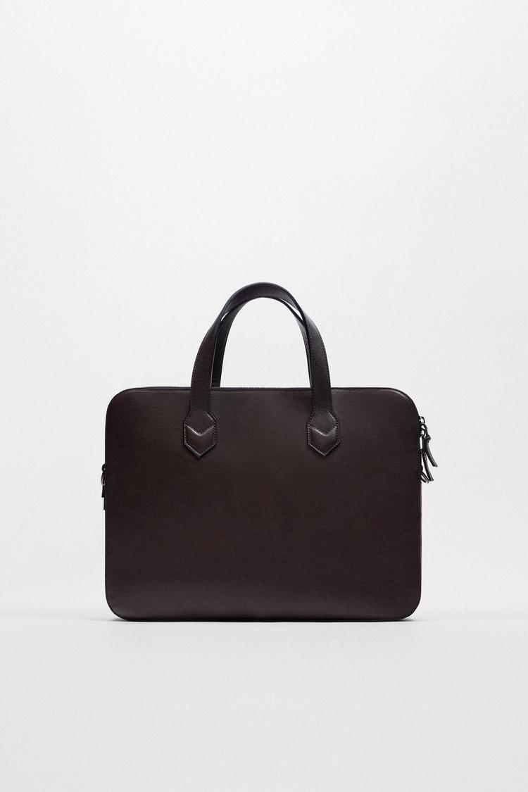 MONOCHROME LEATHER BRIEFCASE - Brown | ZARA Turkey