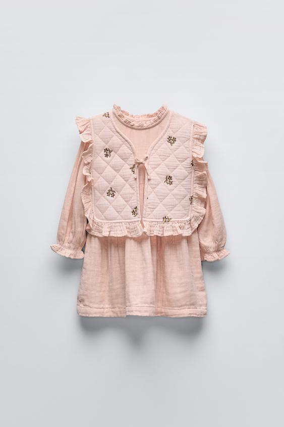 DRESS WITH WAISTCOAT - Pink | ZARA Saudi Arabia