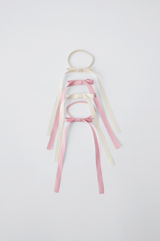 2-PACK OF BOW HAIR CLIPS AND HAIR TIES - Pink | ZARA New Zealand