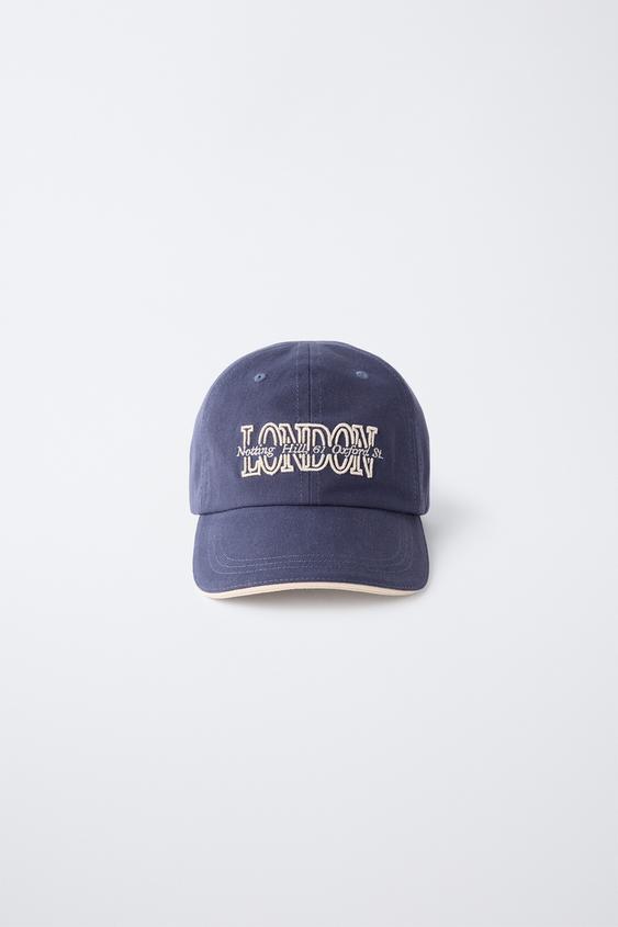 EMBROIDERED TEXT VARSITY CAP - Blue | ZARA United States