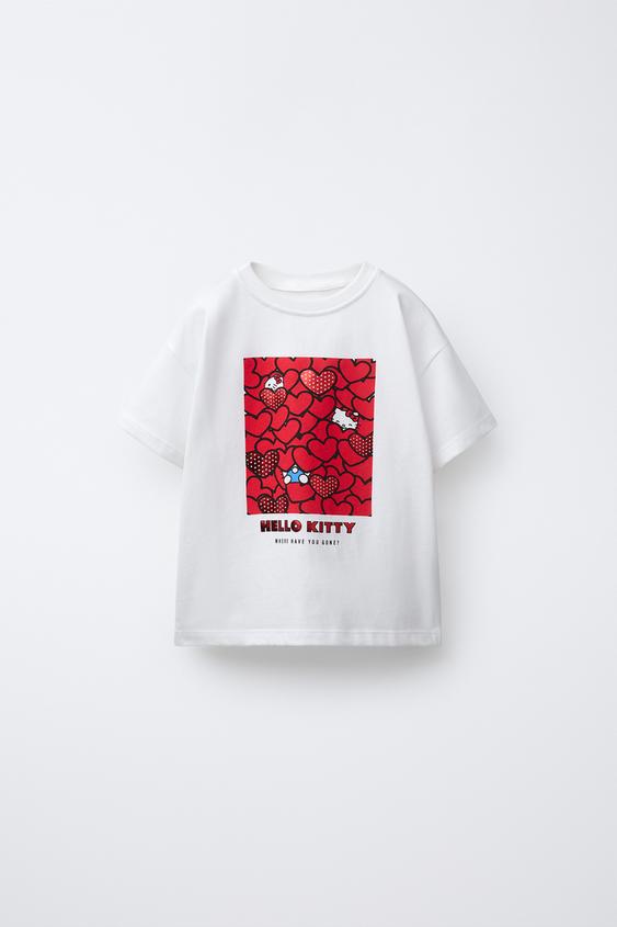 HELLO KITTY © SANRIO HEARTS T-SHIRT - Ecru | ZARA Ireland