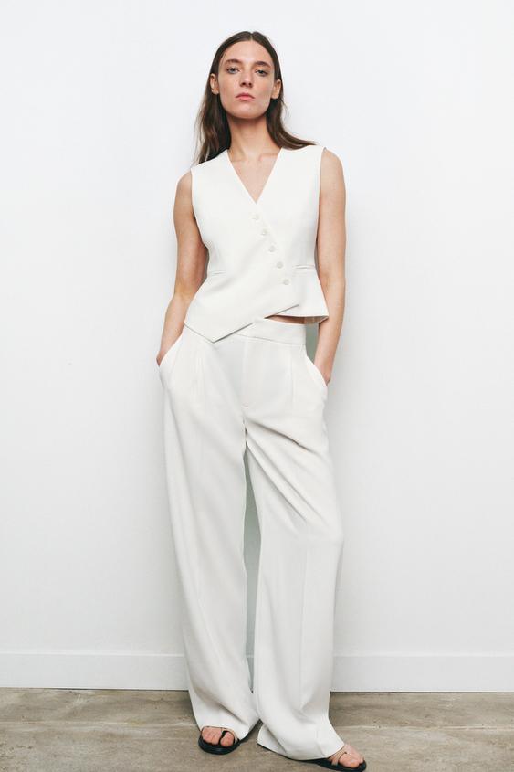 GILET ASYMÉTRIQUE COLLECTION ZW - Écru | ZARA Canada