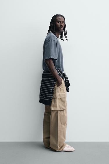 T-SHIRT LAVÉ STRUCTURE WAFFLE - Bleu | ZARA France