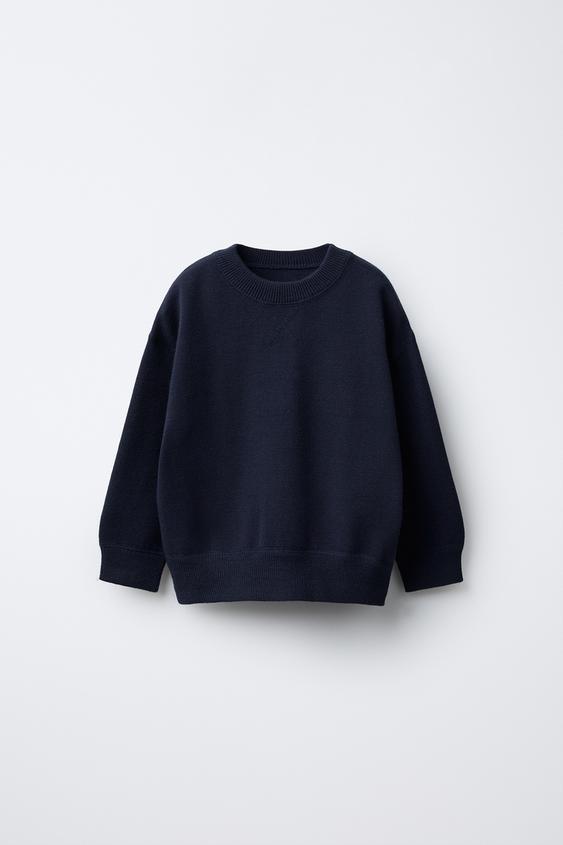 SUÉTER DE TRICÔ LISO - Azul | ZARA Brasil