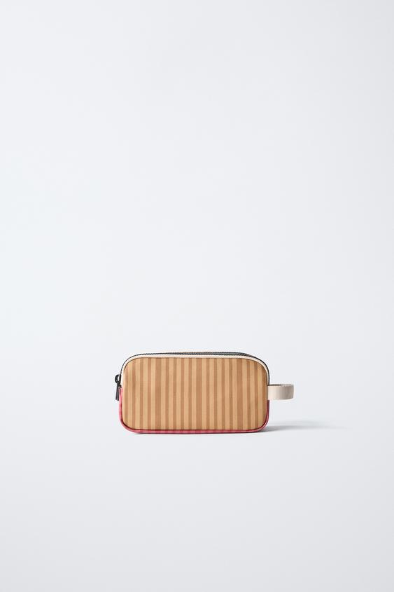 MULTICOLOURED STRIPE PENCIL CASE - Green | ZARA India
