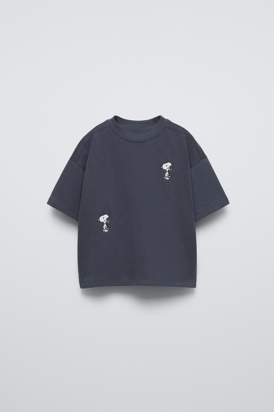 SNOOPY PEANUTS™ EMBROIDERED T-SHIRT - Navy blue | ZARA Ireland