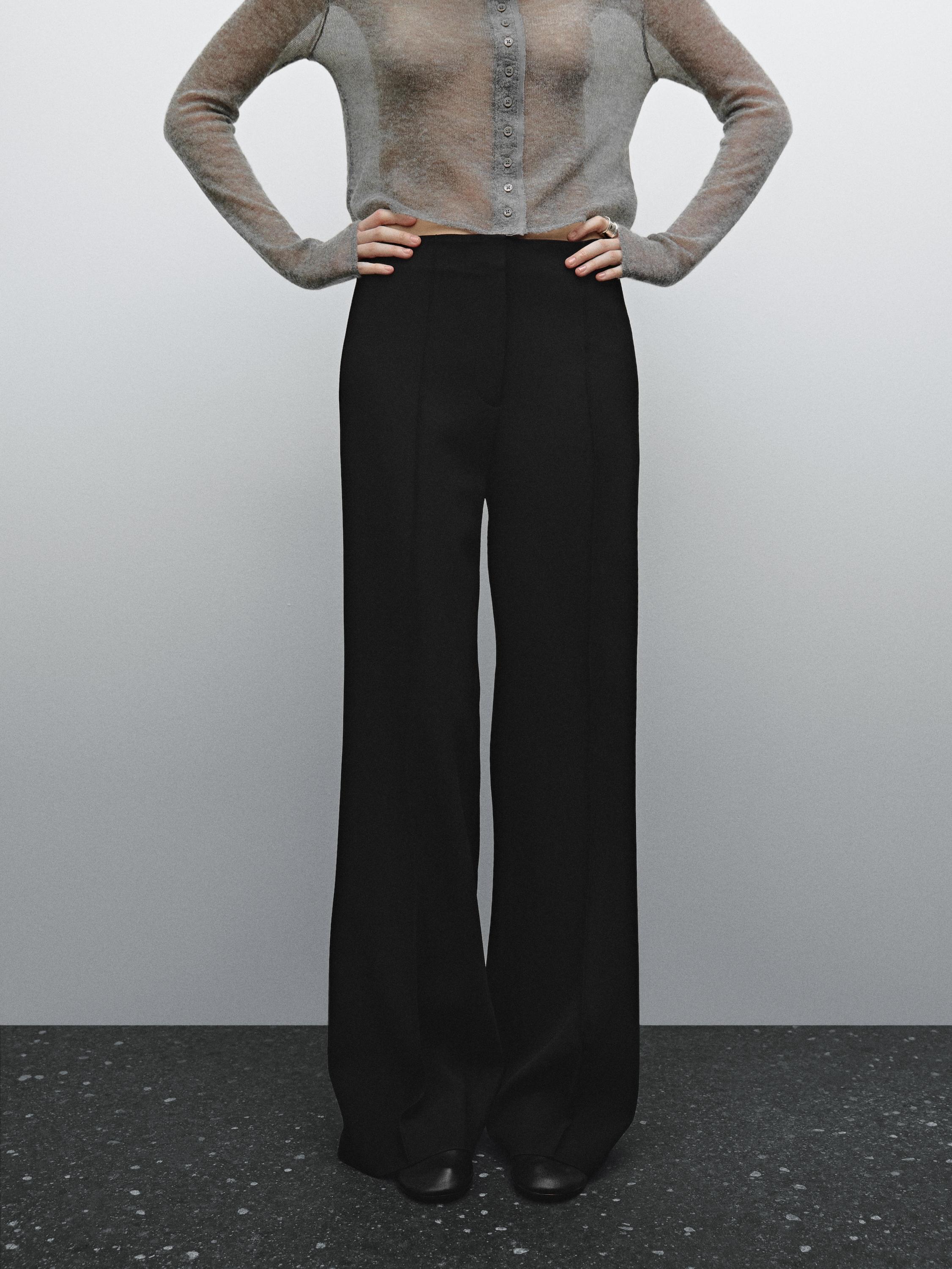 Flared trousers with zip - Black | ZARA United States Flared trousers with zip - Black | ZARA United States