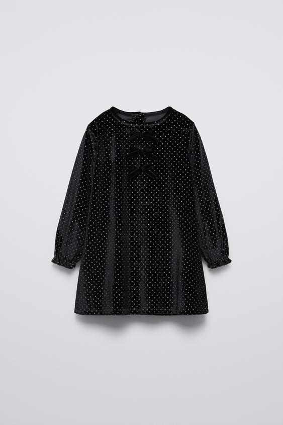 ПЛАТЬЕ ИЗ БАРХАТА С БЛЕСКОМ ЧЕРНЫЙ Zara Беларусь Belarus