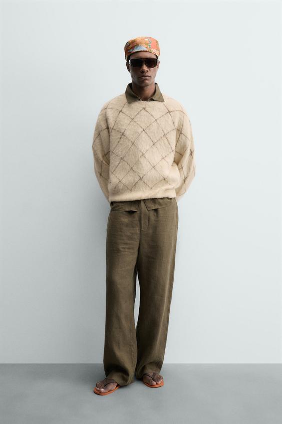 SUÉTER JACQUARD LOSANGOS GABRIEL AZEVEDO X ZARA - Manteiga | ZARA Brasil