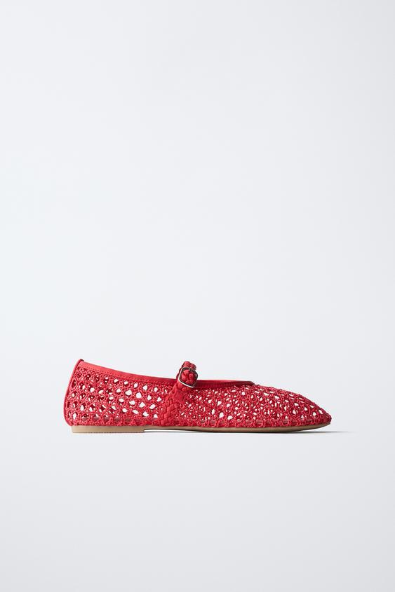 OPENWORK BALLET FLATS - Red | ZARA United States
