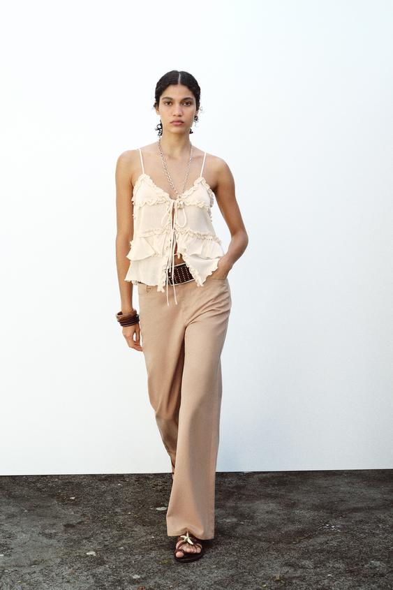 RUFFLED KNIT TOP - Butter | ZARA Turkey
