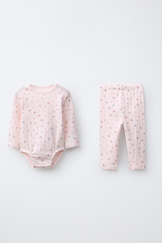 SET BODY VÀ QUẦN LEGGING HỌA TIẾT HOA - Màu hồng | ZARA Vietnam