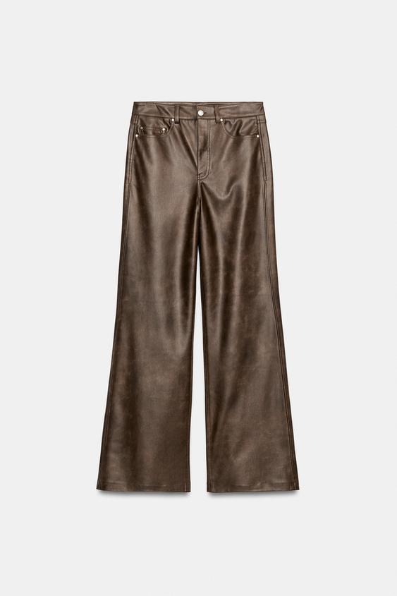 CALÇA DE POLIURETANO ZW COLLECTION - Marrom | ZARA Brasil
