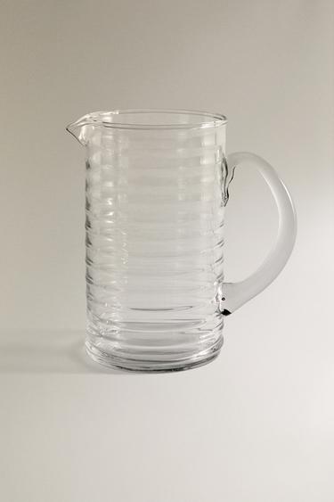 GLASS PITCHER WITH RAISED LINES - Transparent | ZARA United States