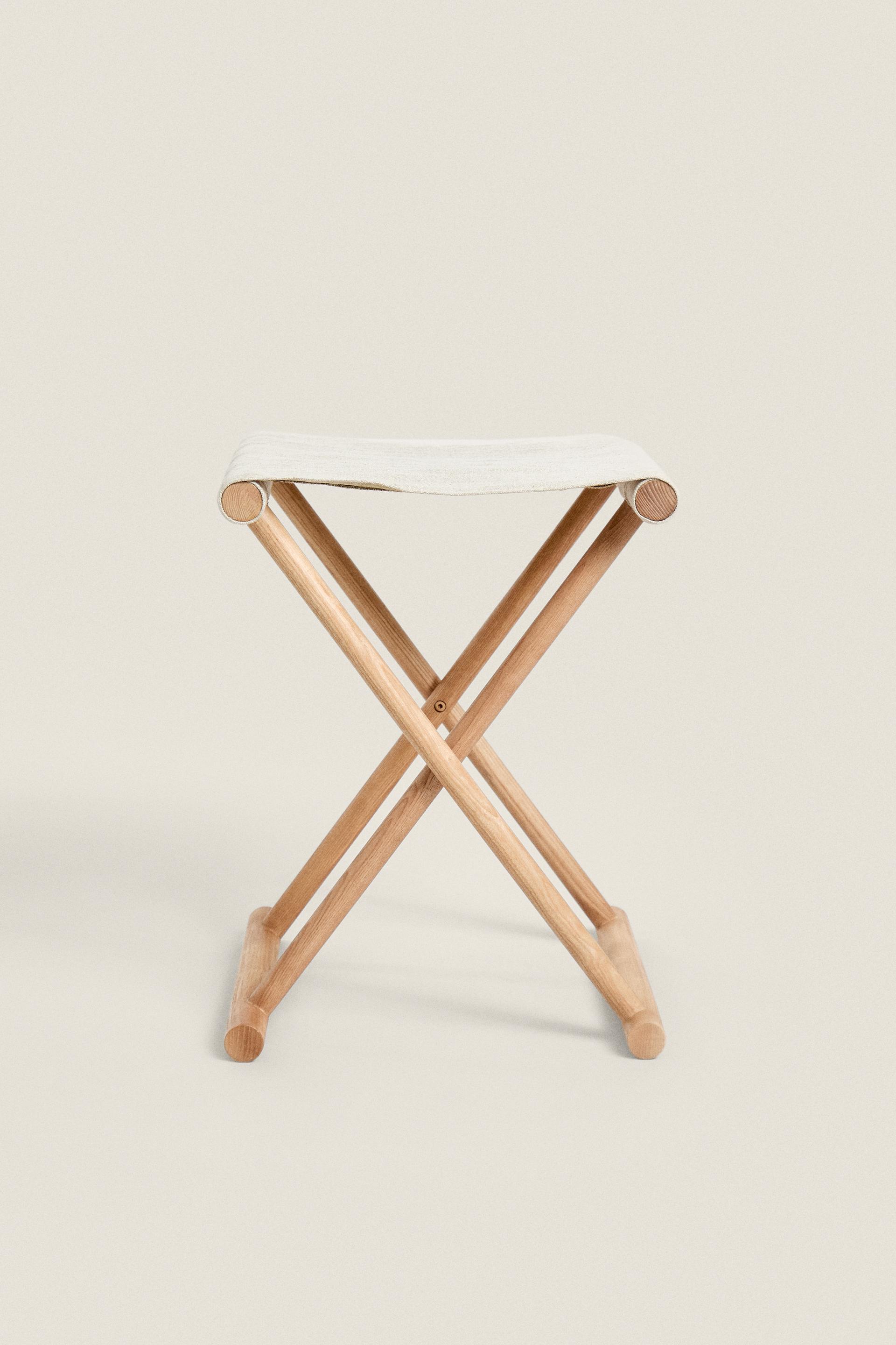 LINEN ASH FOLDING STOOL - Light beige | ZARA United States
