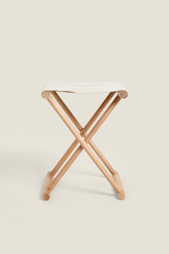 LINEN ASH FOLDING STOOL - Light beige | ZARA United States