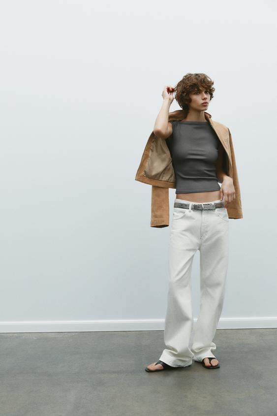 FARMERKE TRF CURVE VISOKOG STRUKA - prljavobela | ZARA Srbija / Serbia