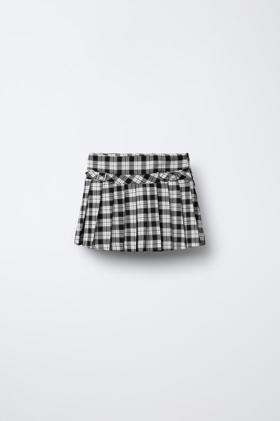 Box Pleat Skirt With Buckles Black White Zara Australia