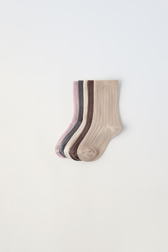 PACK OF FIVE TEXTURED LONG SOCKS - Pink | ZARA Singapore