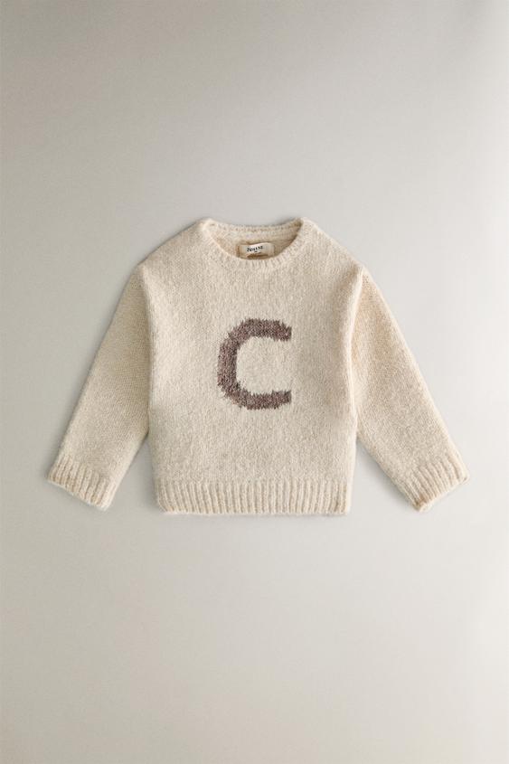 SUÉTER INFANTIL LETRA C - Blanco roto | ZARA Mexico