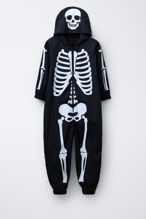 GLOW-IN-THE-DARK SKELETON JUMPSUIT COSTUME - Black | ZARA New Zealand