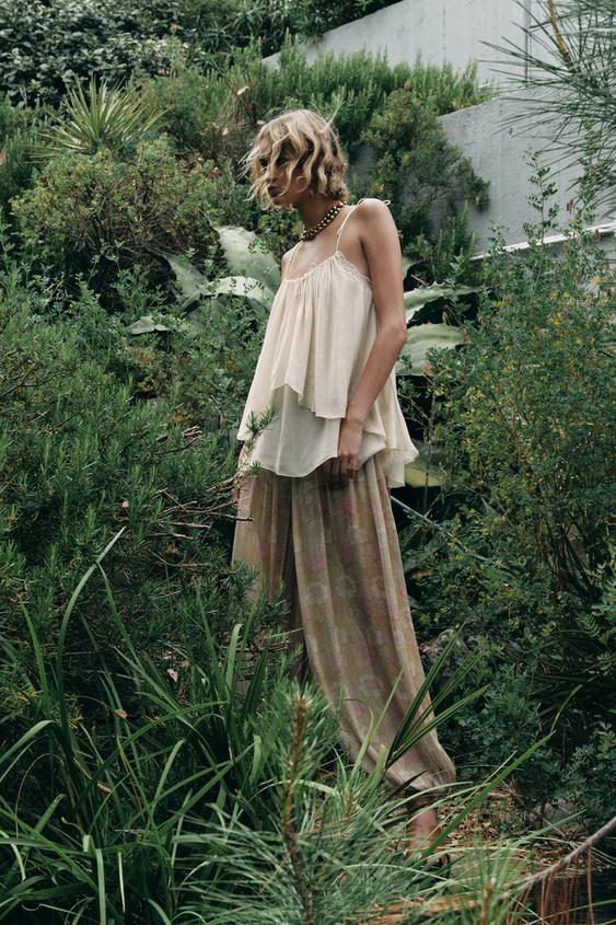 ZW COLLECTION SEMI-SHEER LACE TOP - Ivory | ZARA Hungary / Magyarország