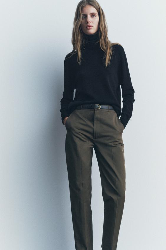ΠΑΝΤΕΛΟΝΙ ΜΕ ΖΩΝΗ Zw Collection Χακί Zara Greece Ελλαδα