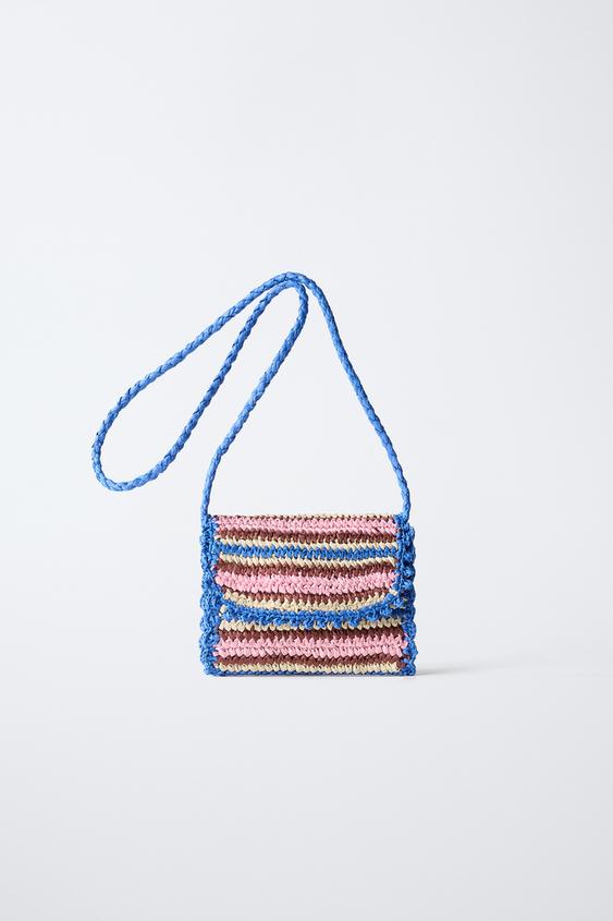 RAFFIA EFFECT CROSSBODY BAG - Blue | ZARA United States