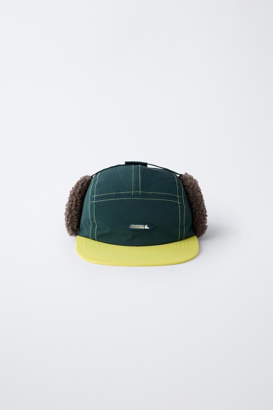 SHEARLING SKI COLLECTION CAP - Green | ZARA Canada