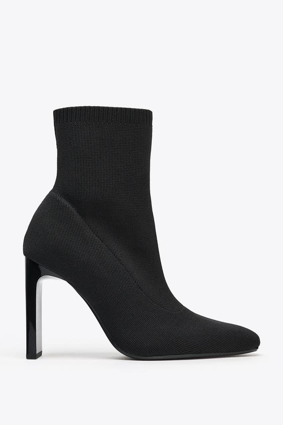 FABRIC HIGH-HEEL ANKLE BOOTS - Black | ZARA Australia