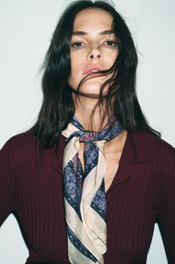 PRINTED VISCOSE SCARF - Blue | ZARA Australia