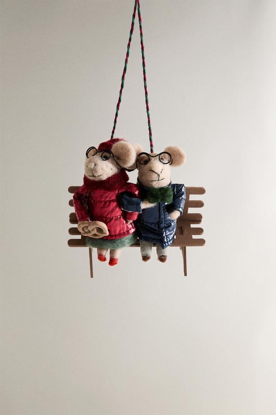 WOOL MICE ON BENCH CHRISTMAS TREE DECORATION - Flerfarvet | ZARA Norge / Norway