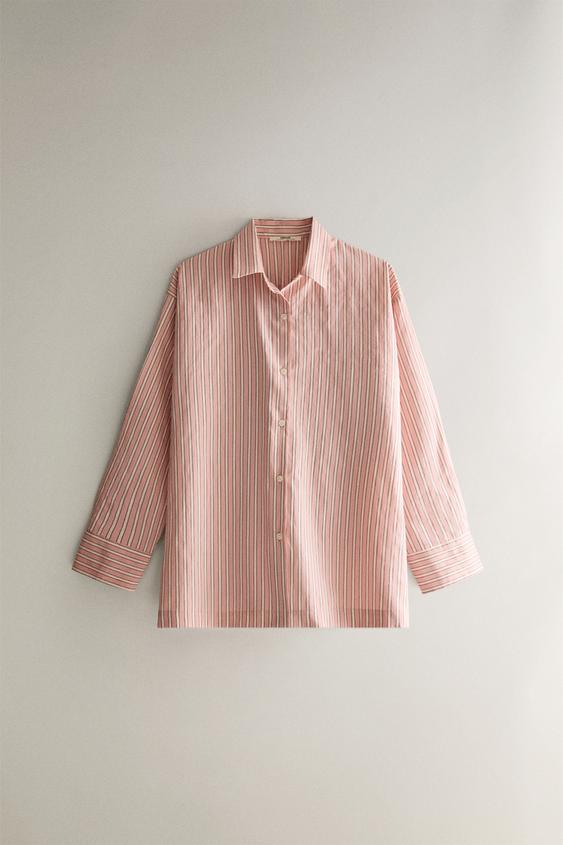 CHEMISE RAYURES - Rose | ZARA Canada