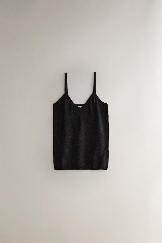 ΤΟΠ ΑΠΟ ΜΑΛΛΙ ΚΑΙ ΜΕΤΑΞΙ - Γκρι | ZARA Greece / Ελλαδα